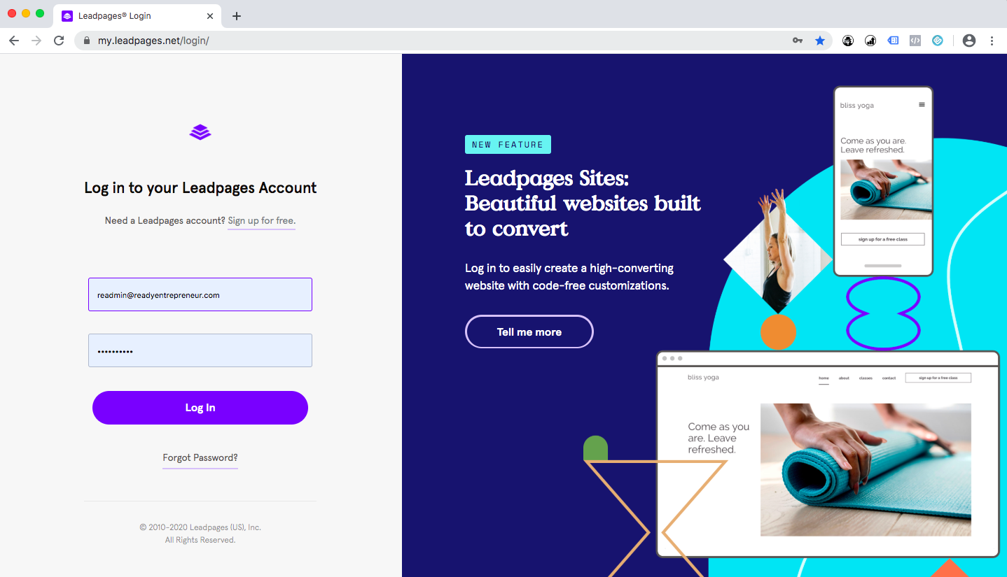 Set-up a Landing Page – Ready Entrepreneur Guides