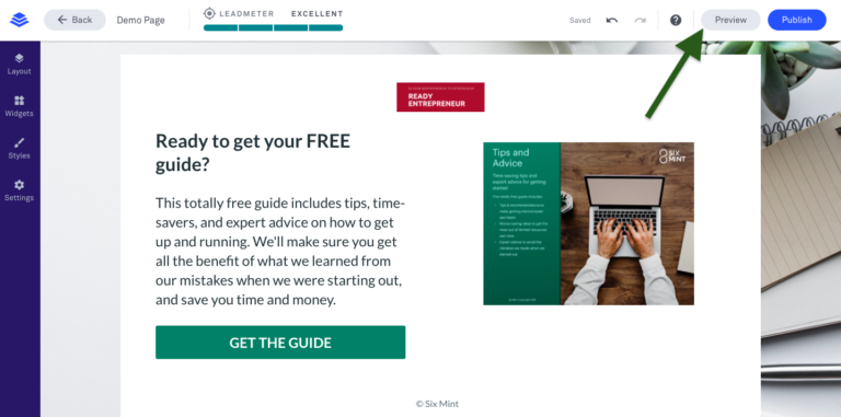Set-up a Landing Page – Ready Entrepreneur Guides